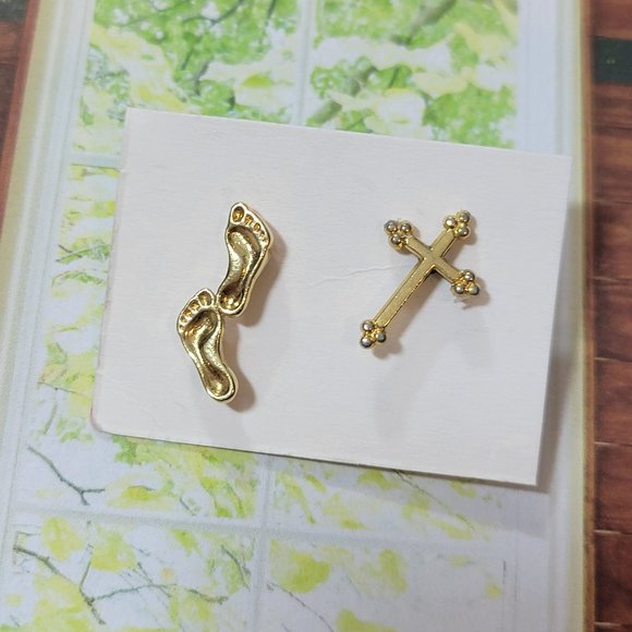 Jewelry | Jesus Footsteps Mini Cross Pin Set Jesus Christian Religious ...